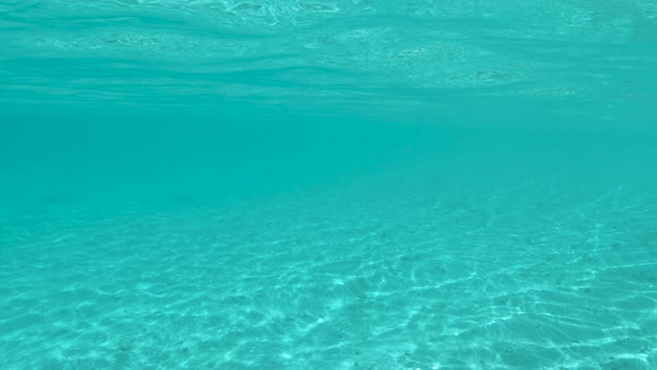 SLOW MOTION, UNDERWATER: Bright tropical sun rays shine through the ...