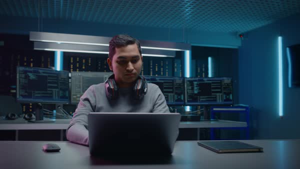 Portrait of Handsome Indian Software Developer / Hacker / Gamer Wearing ...