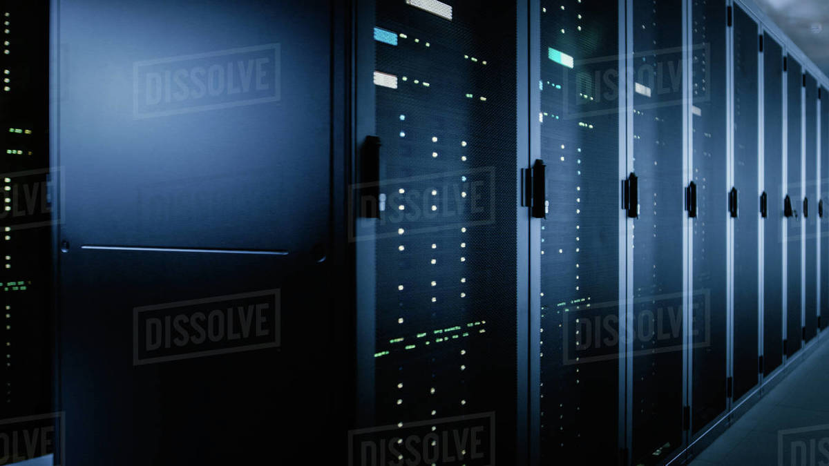 Shot of Data Center With Multiple Rows of Fully Operational Server ...