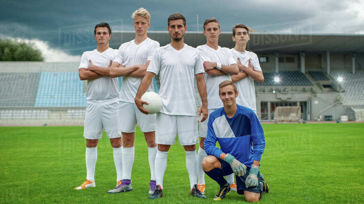 Professional Soccer Players Team Posing for a Group Photo Standing on a ...