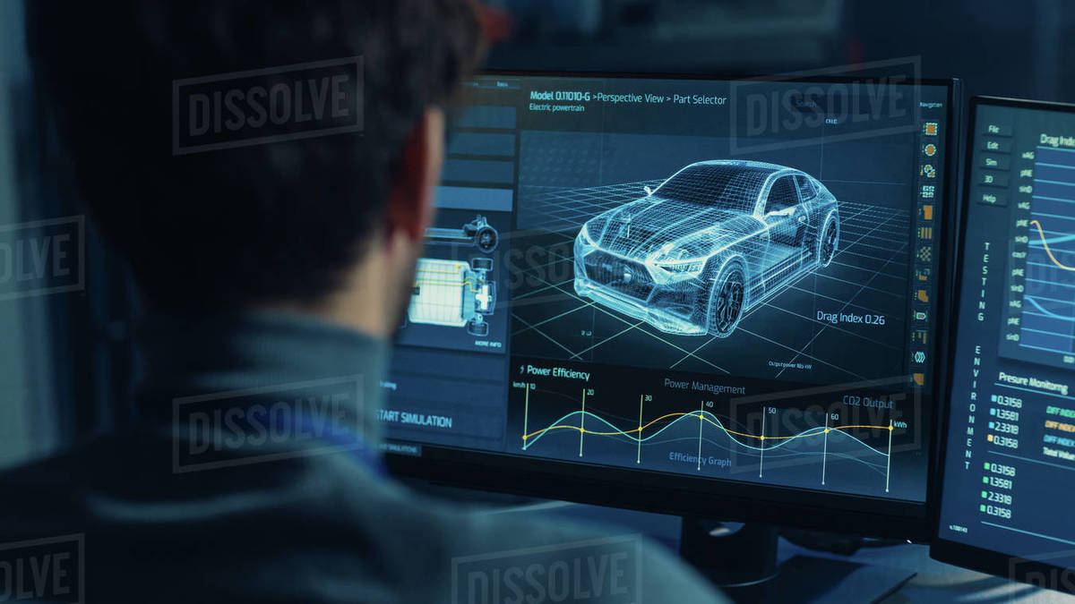 Professional Automotive Graphic Designer is Working on 3D CAD Software ...