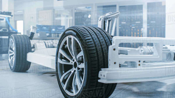 Concept of Authentic Electric Car Platform Chassis Prototype Standing ...