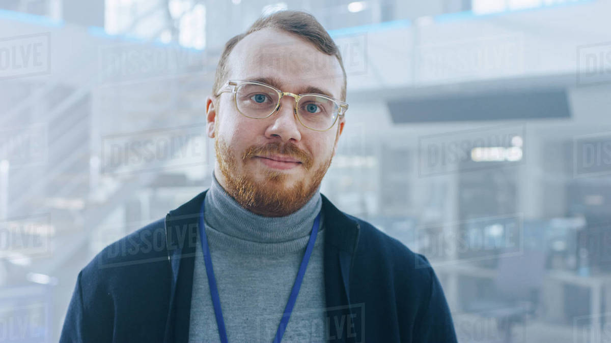 Handsome Ginger Creative Design Engineer with Beard and Glasses Poses ...
