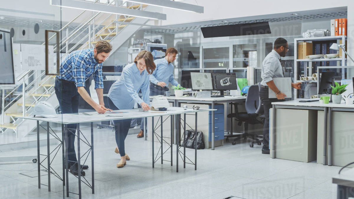 In the Busy Engineering Agency: Diverse Group of Engineers, Technicians ...