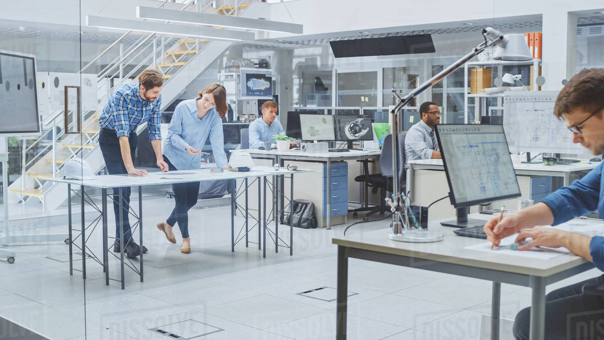 In the Busy Engineering Agency: Diverse Group of Engineers, Technicians ...