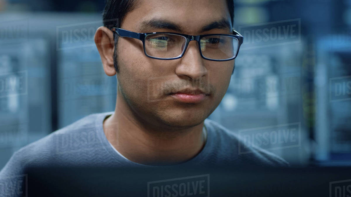 Portrait of a Smart and Handsome Software Developer Wearing Glasses ...