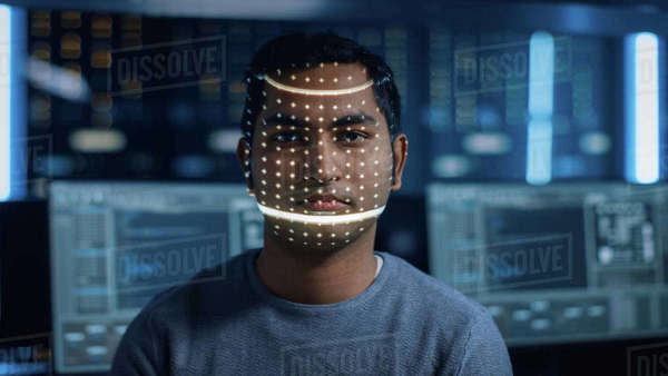 Handsome Young Indian Man is Identified by Biometric Facial Recognition ...
