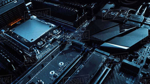 Macro Shot of Printed Circuit Board with Computer Motherboard ...