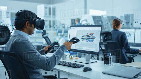 Modern Industrial Factory: Mechanical Engineer Wearing Virtual Reality ...