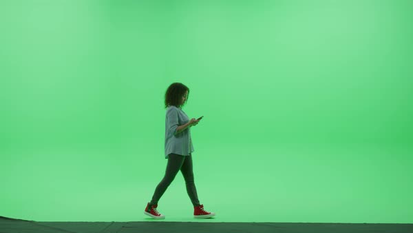 Green Screen Chroma Key Studio: Young Girl Wearing Stylish Casual ...