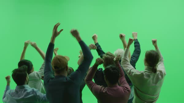 Green Screen Chroma Key Studio: Diverse Crowd of Fans Cheering ...