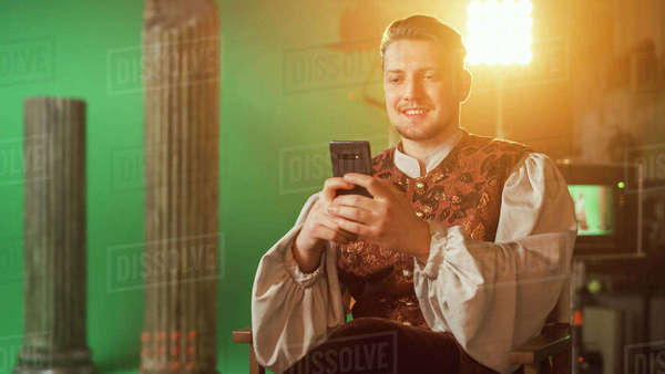 On Period Drama Film Set: Handsome Actor Wearing Historical Costume ...