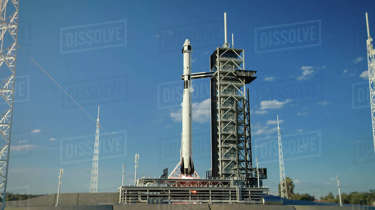 Shot of a Launch Pad Complex: Successful Rocket Launching with Crew on ...
