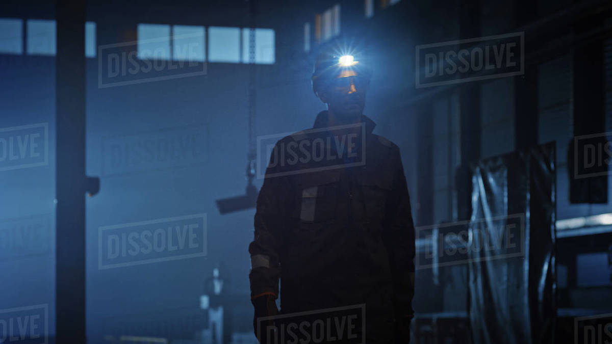 Professional Heavy Industry Engineer/Worker Wearing Uniform, Flashlight ...