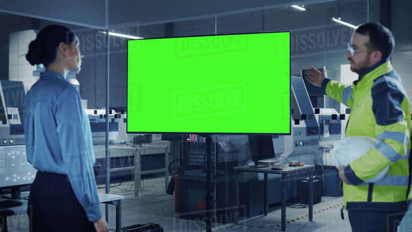 Watching Interactive Digital Whiteboard TV that Shows Green Screen ...