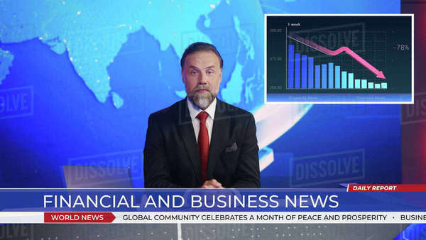 Live News Studio with Professional Anchor doing Report - Royalty-free ...