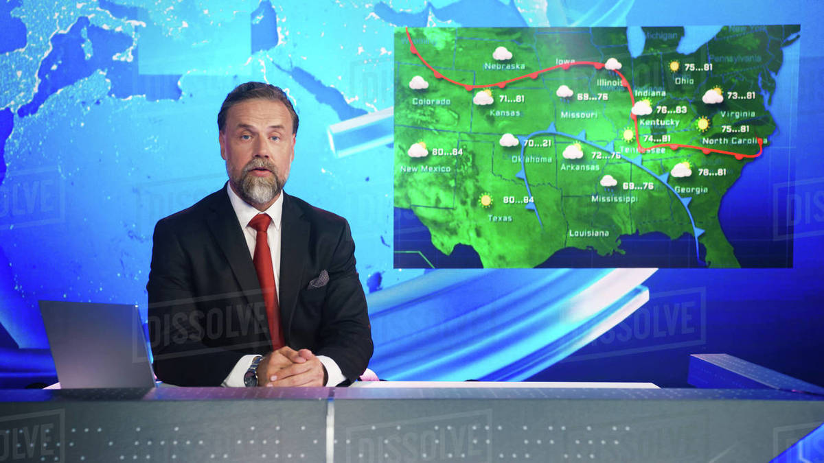 Live News Studio with Professional Anchor doing Report - Royalty-free ...