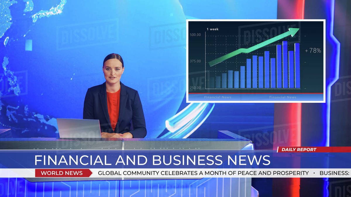 Live News Studio with Professional Anchor doing Report - Stock Photo ...