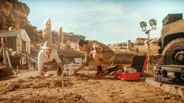 Two Archeologists Work on Excavation Site - Royalty-free Stock Photo ...