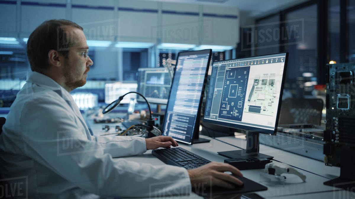 Engineer Works on Computer with CAD Software - Royalty-free Stock Photo ...