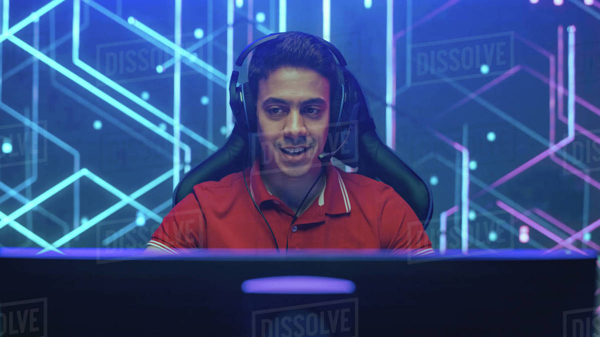 Professional eSports Gamer Playing in Computer Video Games - Royalty ...