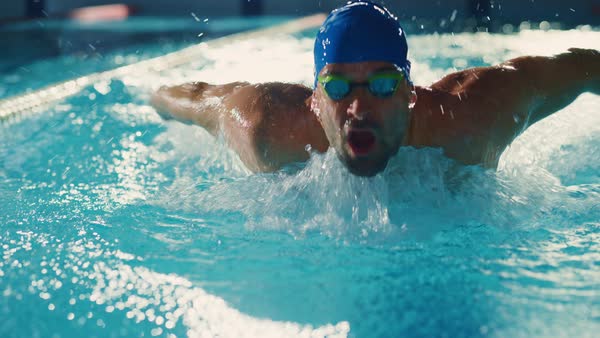 Male Swimmer Swimming in Swimming Pool - 4K Royalty-free Stock Video ...