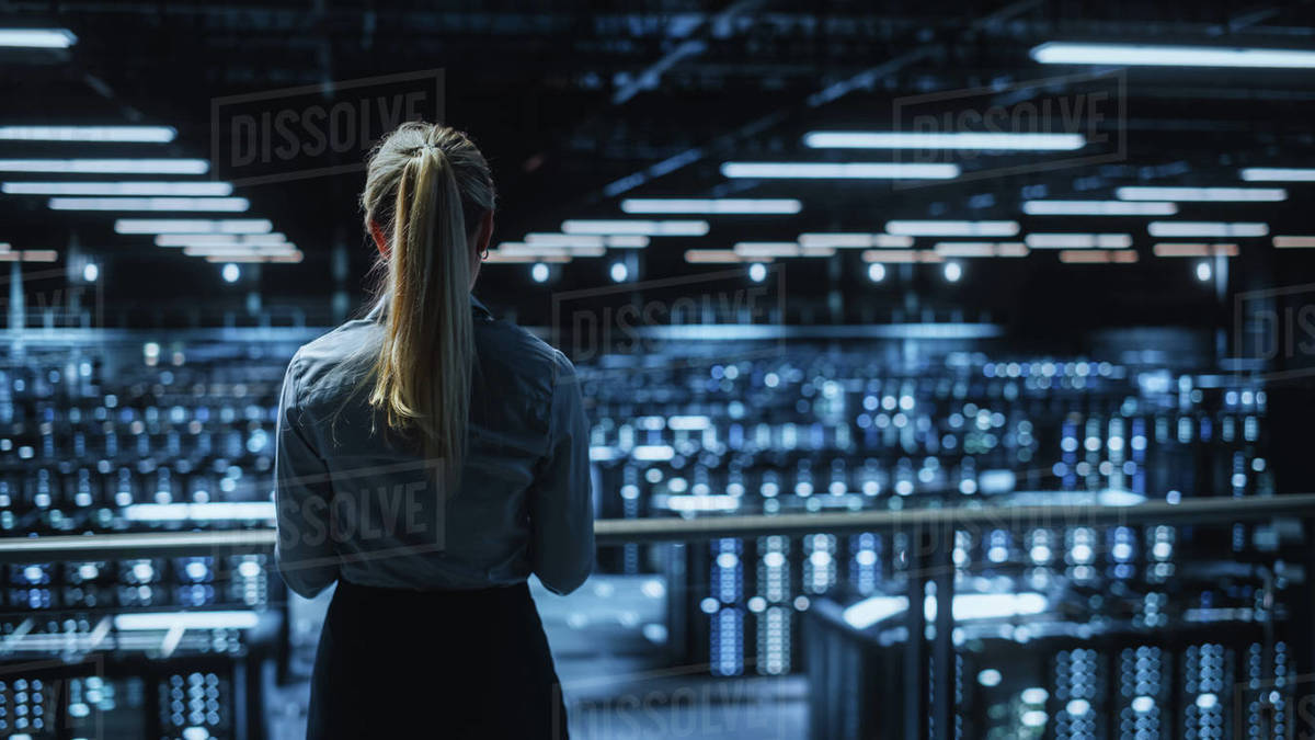 Data Center Female Programmer Using Laptop Computer - Royalty-free ...