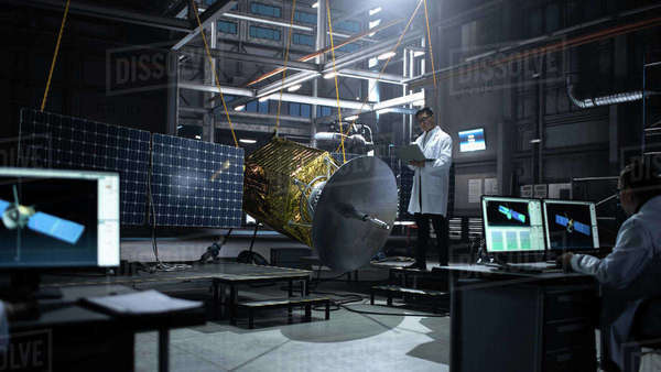 Industrial Engineer Working on Artificial Satellite Construction ...