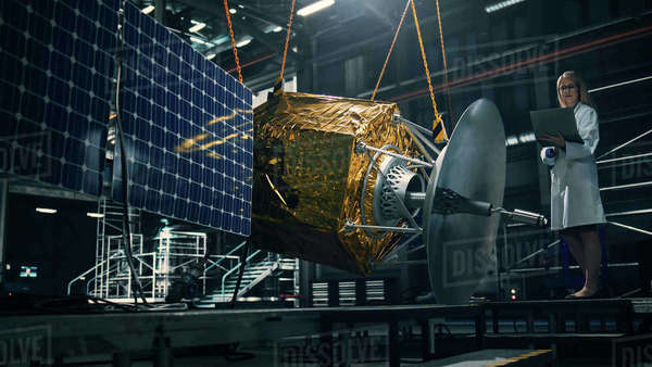Industrial Engineer Working on Artificial Satellite Construction ...