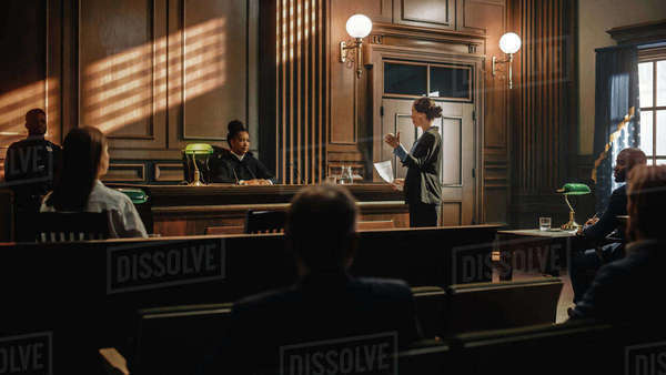 Female Prosecutor Presenting the Case - Stock Photo - Dissolve