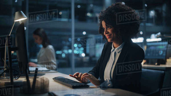 Portrait of African American Female Manager Using Computer - Stock ...