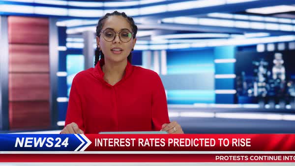 TV Live News Program with Professional Female Presenter Reporting ...