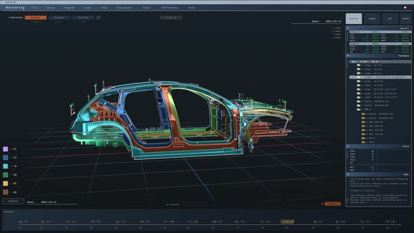 3D Graphics Visualization with Electric Car Frame Being Developed in ...