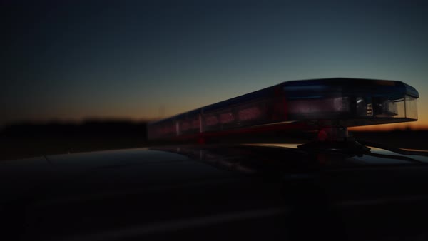 Close-up Static Shot of Police Car Siren Lights. Offices of the Law ...
