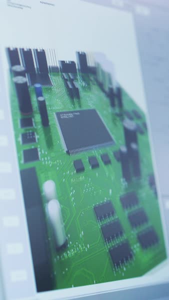 Vertical Screen: Close Up of a Computer Monitor Screen with 3D CAD ...