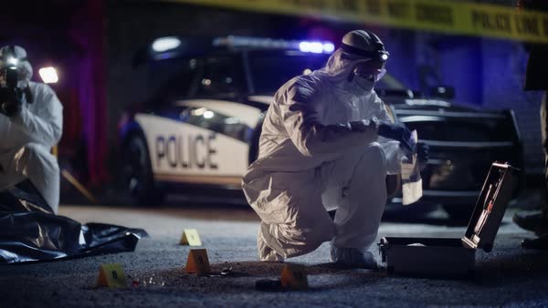 Crime Scene Investigation Team Working on a New Murder Case. Forensics ...