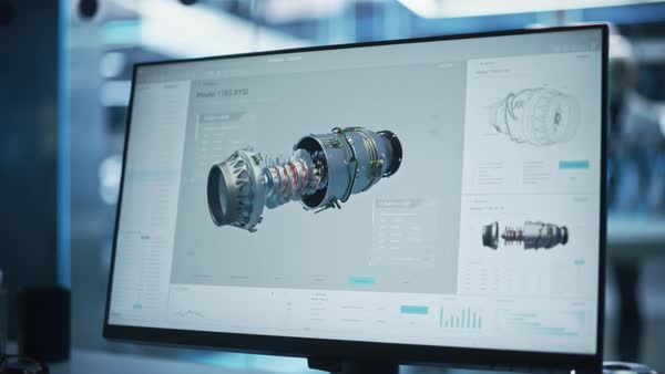 Close Up of a Computer Monitor Display with 3D CAD Software with ...