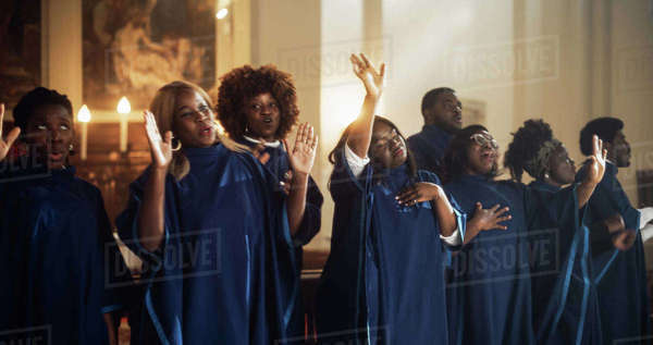 Group Of Christian Gospel Singers Praising Lord Jesus Christ. Song ...