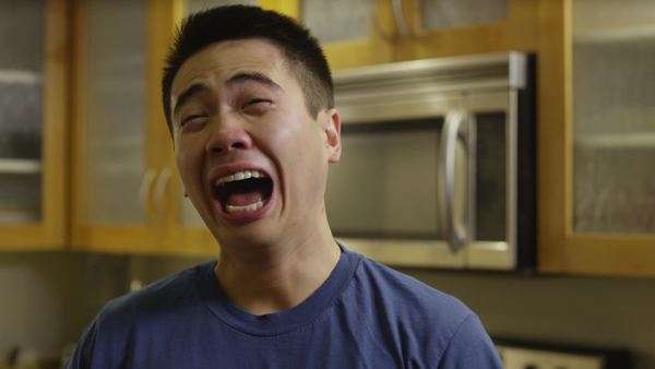 Close up shot of man talking, crying and rubbing his face / Orem, Utah ...