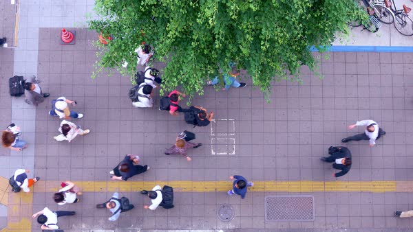 Time lapse of people on bustling street birds eye view - Stock Video ...