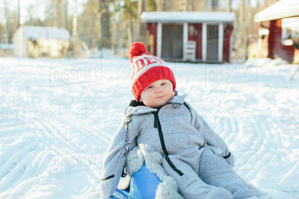 Baby on sledge - Royalty-free Stock Photo | Dissolve
