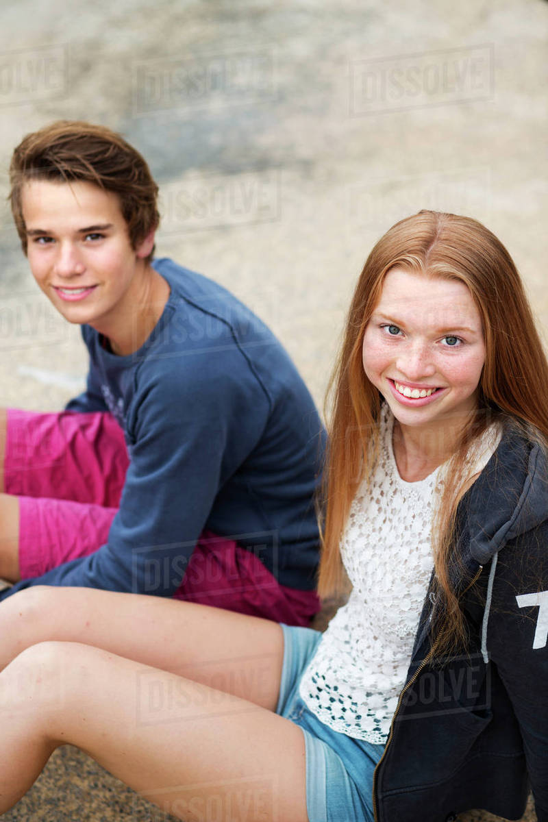 Portrait of smiling teenagers - Stock Photo - Dissolve