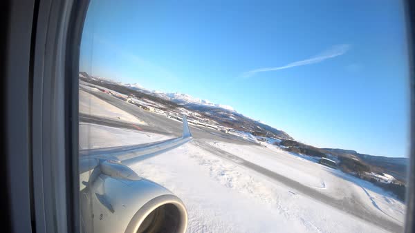 Airplane taking off from Harstad/Narvik Evenes Airport in Northern ...