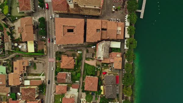 Top view wonderful old city with roof of house automobile road and ...