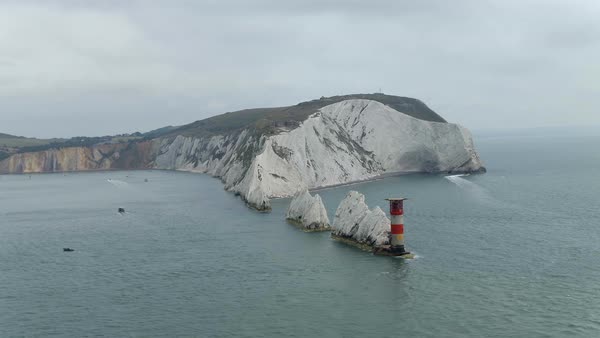 The Needles and Lighthouse a Natural Chalk Cliff on the Isle of Wight ...