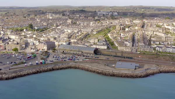 Cornwall's Penzance Train Station and City Aerial - 4K Royalty-free ...