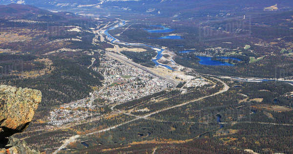 Aerial view of Jasper in Canada - Royalty-free Stock Photo | Dissolve