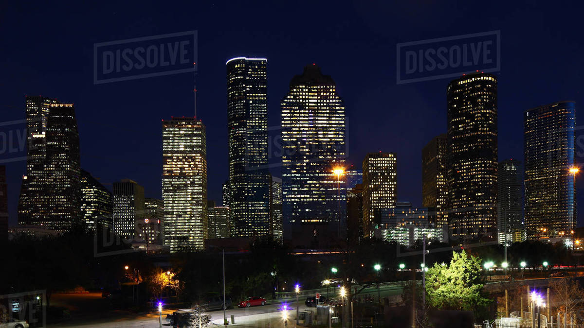 Houston, Texas city center after dark - Royalty-free Stock Photo | Dissolve