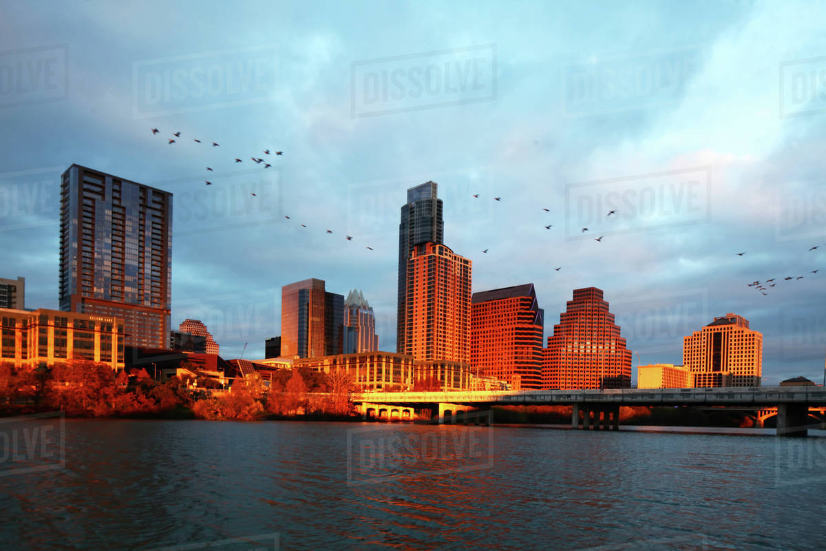 The Austin skyline glows at sunset - Royalty-free Stock Photo | Dissolve