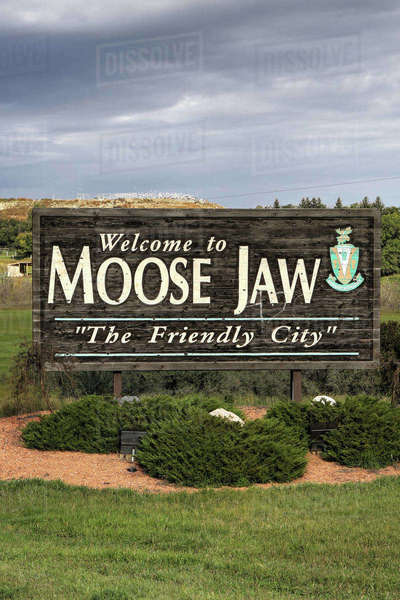 A Vertical of Welcome sign to Moose Jaw, Saskatchewan, Canada - Stock ...